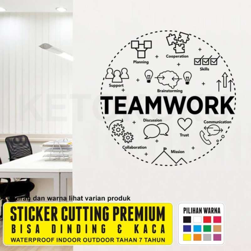 Promo Stiker Dinding Motivasi Kantor Teamwork Bulat Cutting Sticker ...