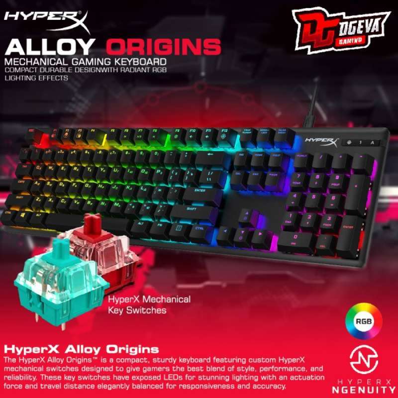 Promo HyperX Alloy Origins RGB Fullsize Mechanical Gaming Keyboard ...