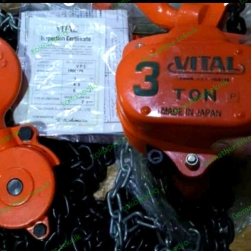 Promo Chain Block Vital 3 Ton x 10 Meter VITAL VP5 Made In Japan Diskon ...