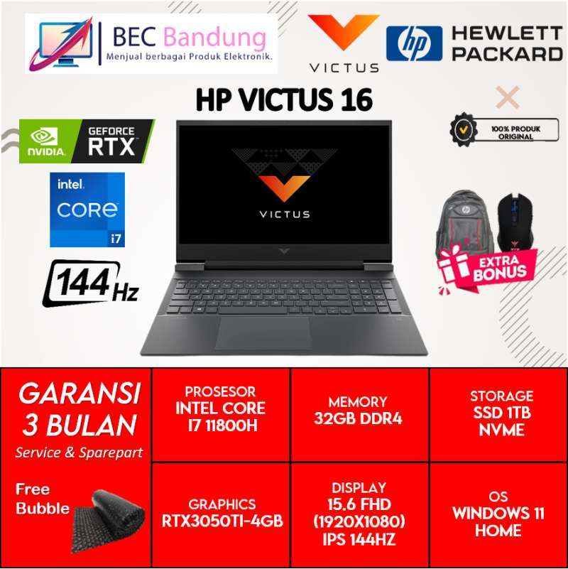 Jual HP VICTUS 16 Gaming Laptop Intel Core i7 11800H RAM 32GB 1TB SSD ...