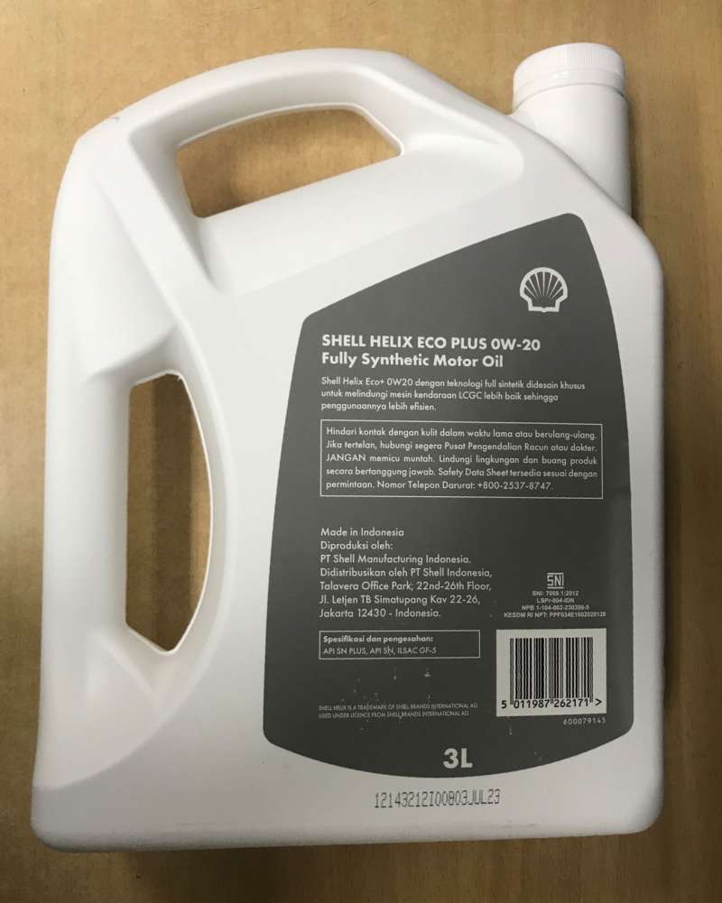 Jual Oli Mesin 3,5lt Galon Shell Helix Eco Plus 0w20 0w-20 -67518- Di ...