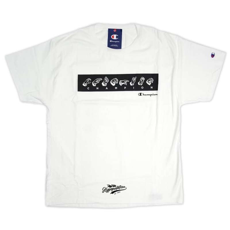 Jual Champion Sign Language Black Logo White Tee ORIGINAL di Seller ...