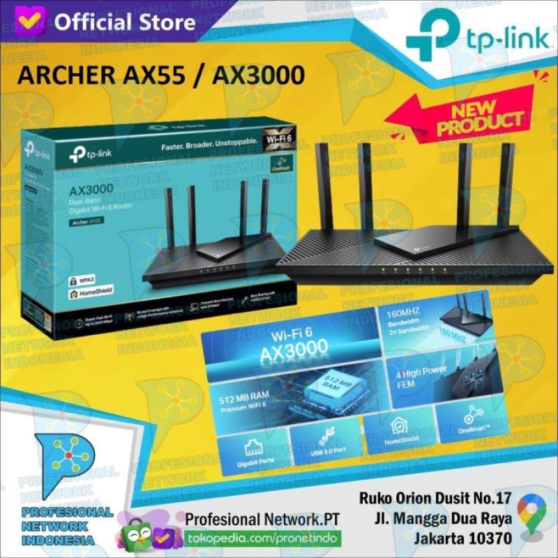 Promo Archer AX55 AX3000 Dual Band Gigabit Wi-Fi 6 Router Diskon 23% di ...