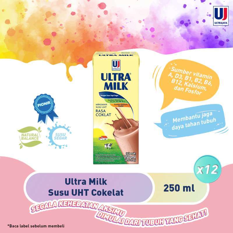 Promo Ultra Milk Susu Uht Cokelat 250ml [paket Isi 12pcs] Diskon 2 Di