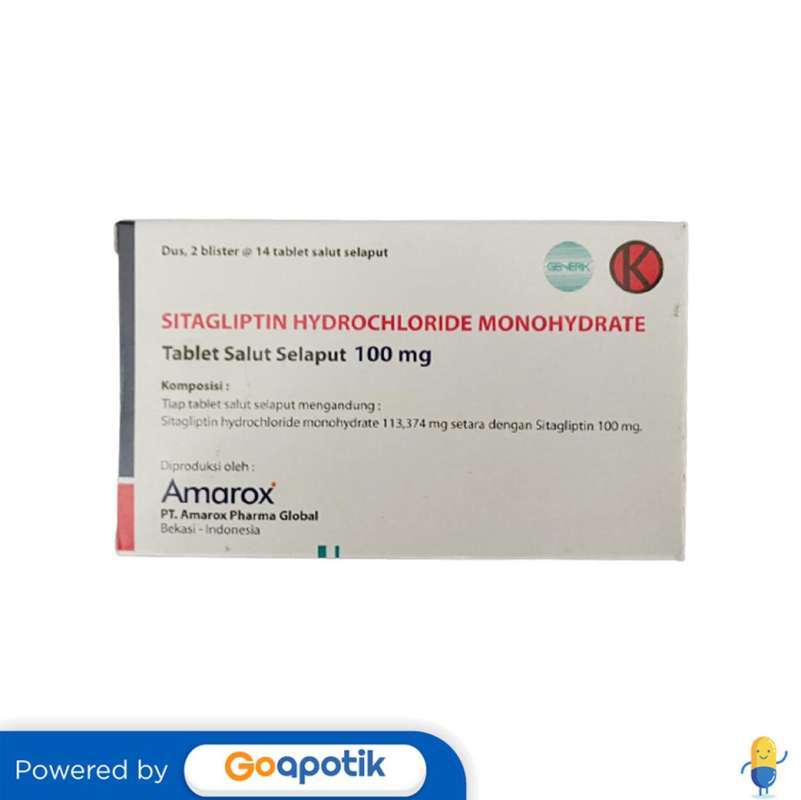 Jual Sitagliptin Hydrochloride Monohydrate Amarox 100 Mg Box 28 Tablet ...