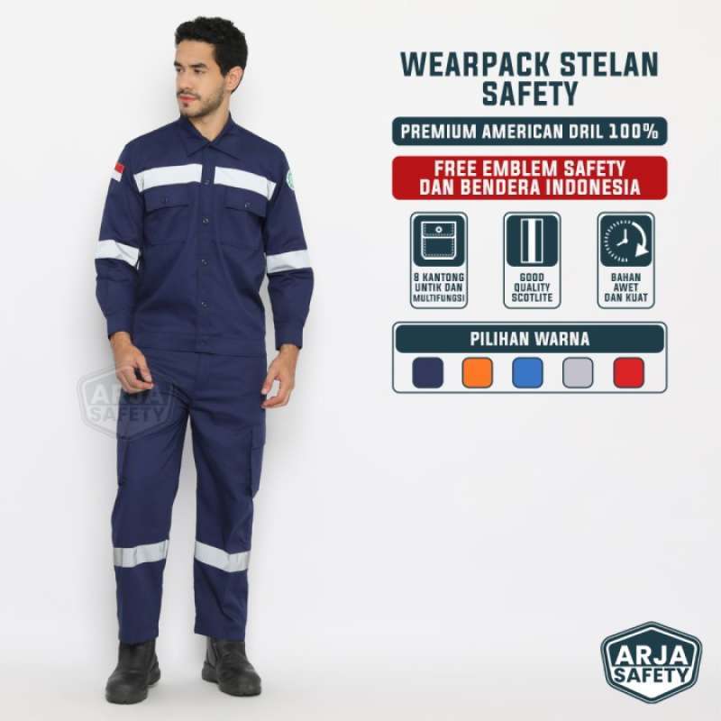Promo FREE LOGO SAFETY& BENDERA Wearpack Setelan Safety, Baju Setelan ...