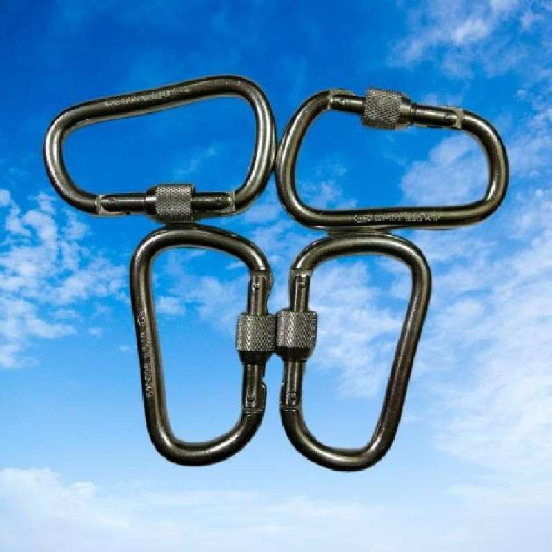 Jual Carabiner Delta Screw Lock Baja Besi For Safety Climbing, Flying ...