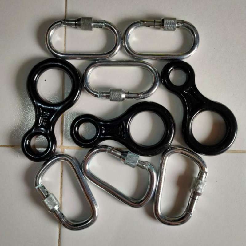 Jual Carabiner Delta Screw Lock Baja Besi For Safety Climbing, Flying ...