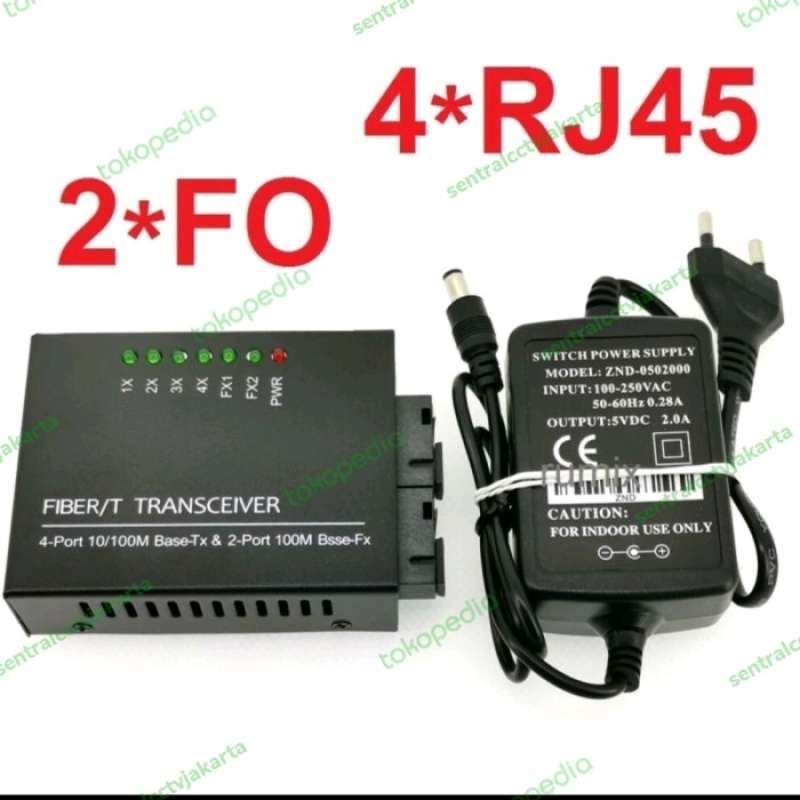 Promo Media Converter fiber optic Switch 2 SC FO AB 4 RJ45 LAN HTB-3100 ...