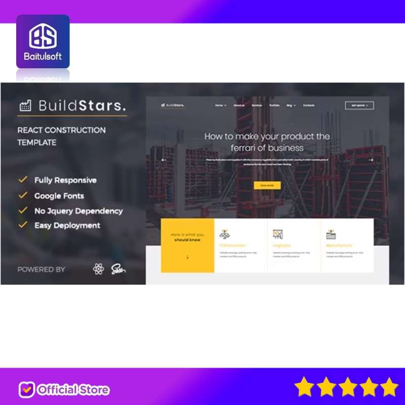 Promo BUILDSTARS - REACT CONSTRUCTION TEMPLATE BY BAITULSOFT Diskon 99% di Seller Baitulsoft ...
