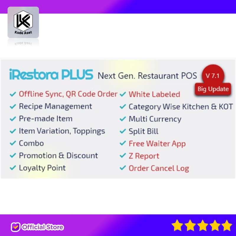 Promo SOURCE CODE APLIKASI IRESTORA PLUS - NEXT GEN RESTAURANT POS BY ...