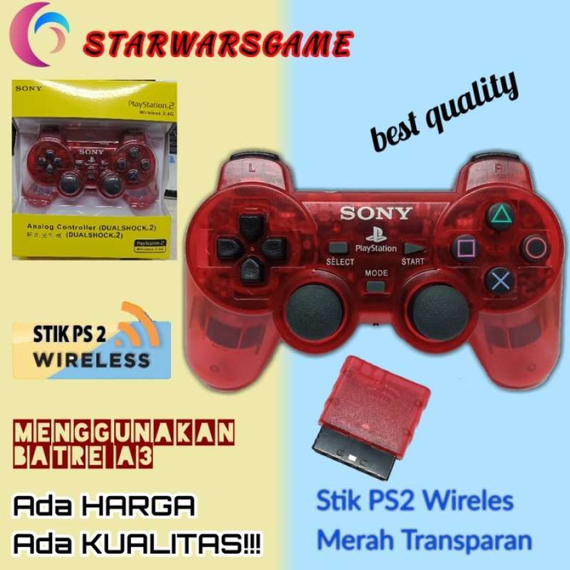 Jual STIK STICK PS2 WIRELESS ORI ORIGINAL PABRIK TRANSPARAN di Seller ...