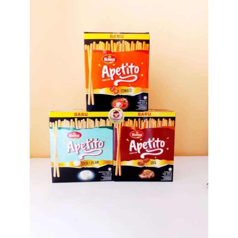 Jual Roma Apetito Biskuit Stick Tomato , Sour Cream , BBQ, Pizza ( ds ...
