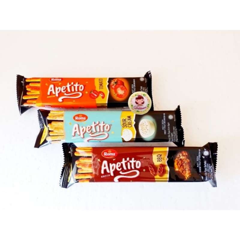 Jual Roma Apetito Biskuit Stick Tomato , Sour Cream , BBQ, Pizza ( ds ...