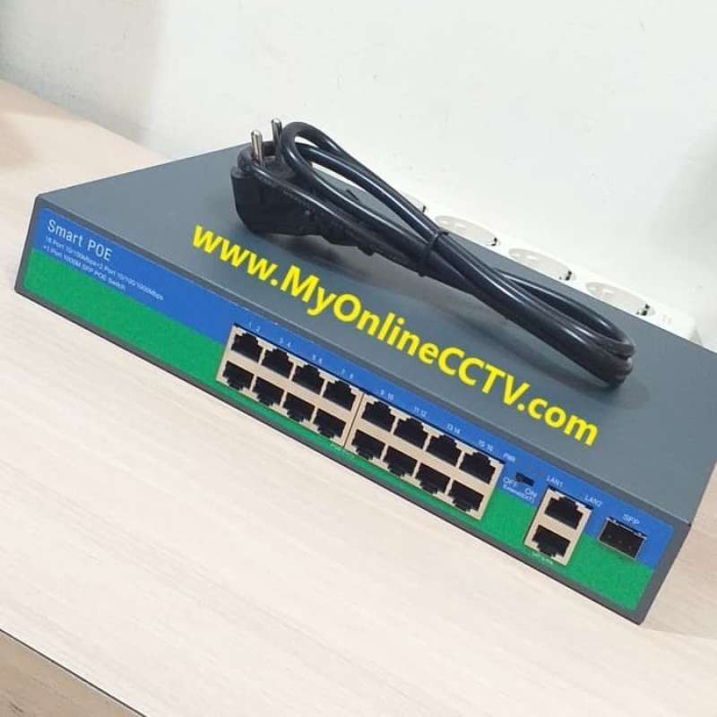 Promo POE Switch Hub Injector 16 +2 10/100/1000 Giga Port IP camera ...