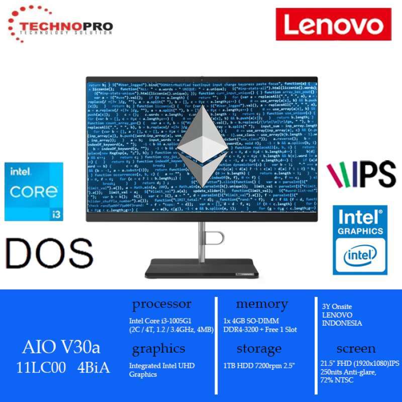 Promo Lenovo V30a 22IIL AIO 4BIA || Intel Core i3-1005G1 Intel UHD 4GB ...