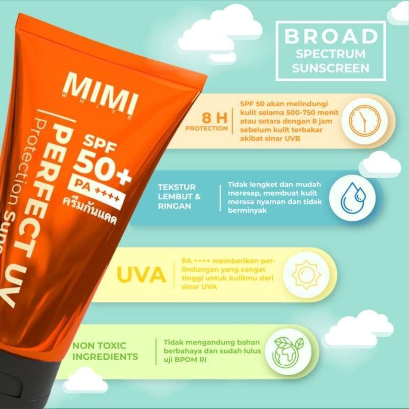 Promo Mimi White Sunscreen Perfect Uv Protection Spf 50 Pa ++++ With ...