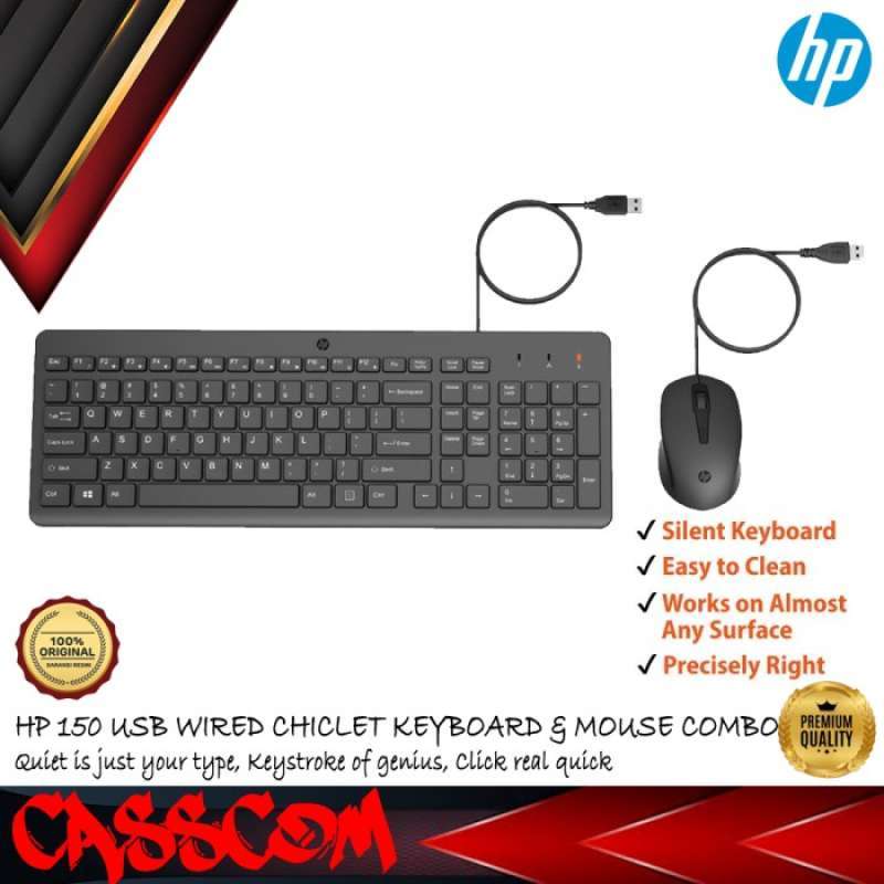 Promo Hp 150 Wired Keyboard And Mouse Combo With Instant Usb Plug Diskon 33 Di Seller Alfira
