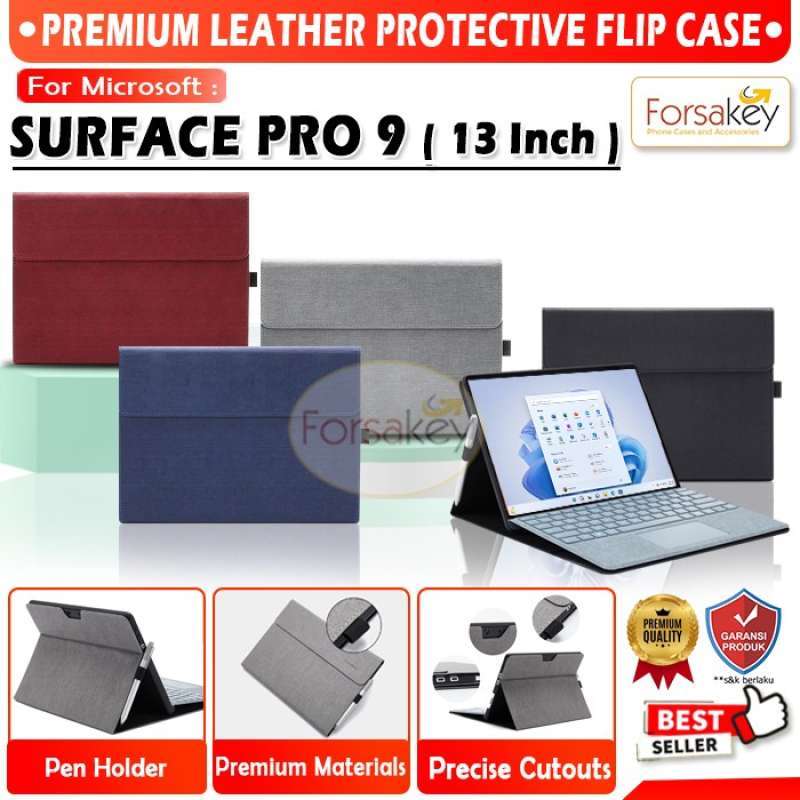 Promo Microsoft Surface Pro 9 13 Inch Leather Flip Case Casing Book ...