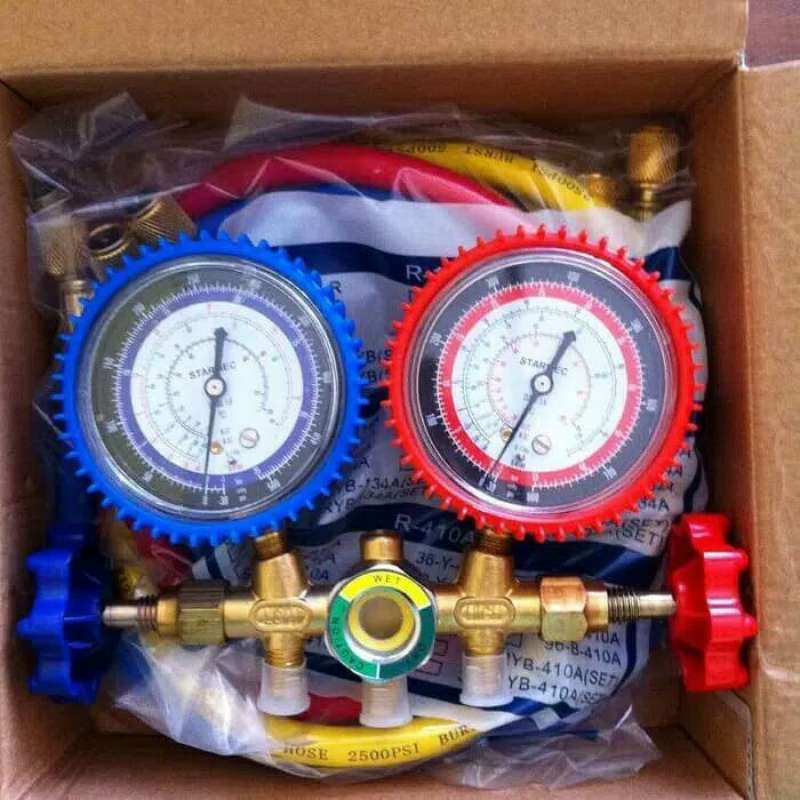 Promo Paket double manifold double utk isi freon r22 r32 r410 lengkap ...