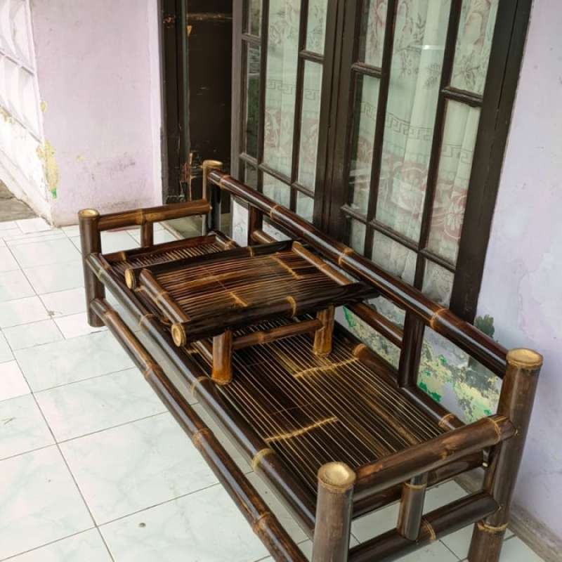 Promo Kursi Bambu Plus Meja/kursi Tropis/kursi Bambu Hitam/bale Meja ...