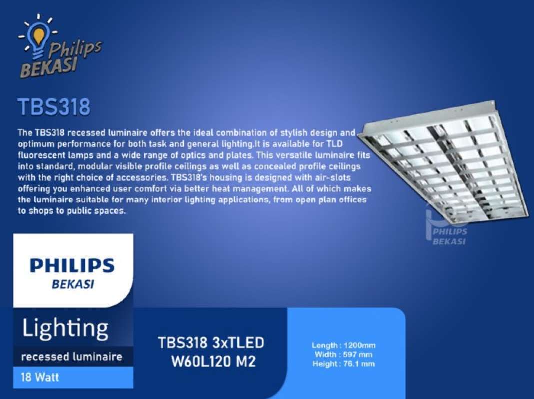 Promo Lampu Philips RMI TBS318 3xTLED W60L120 M2 Diskon 23% di Seller ...