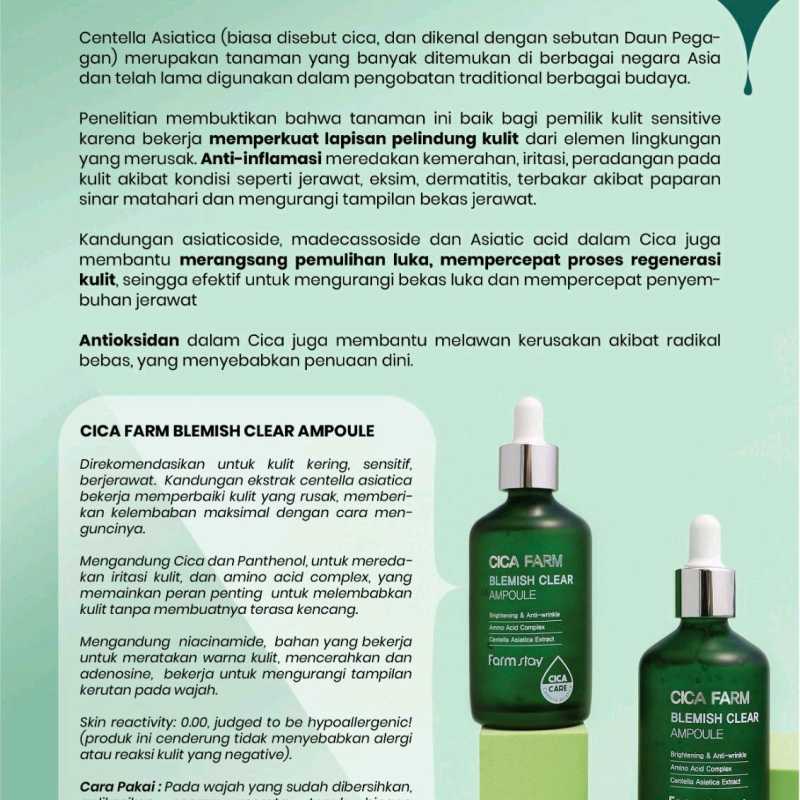 Jual Farm Stay Cica Farm Blemish Clear Ampoule 100ml Di Seller Mike And Leah - Serpong, Kota ...