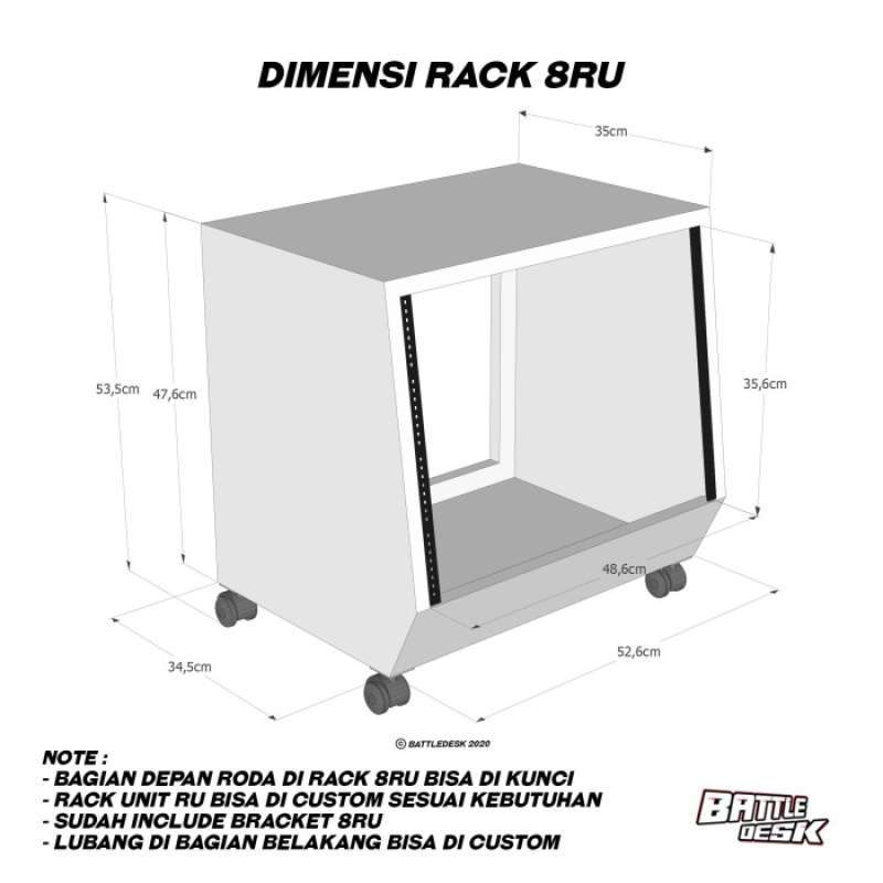 Jual Rak Rack Unit Amplifier Mixer Stand Speaker Audio (2RU - CUSTOM ...
