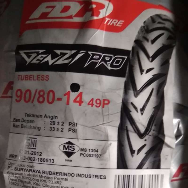 Promo Ban Motor Matic Merk FDR, Ukuran 90/80-14 Genzi Pro Tubeless ...