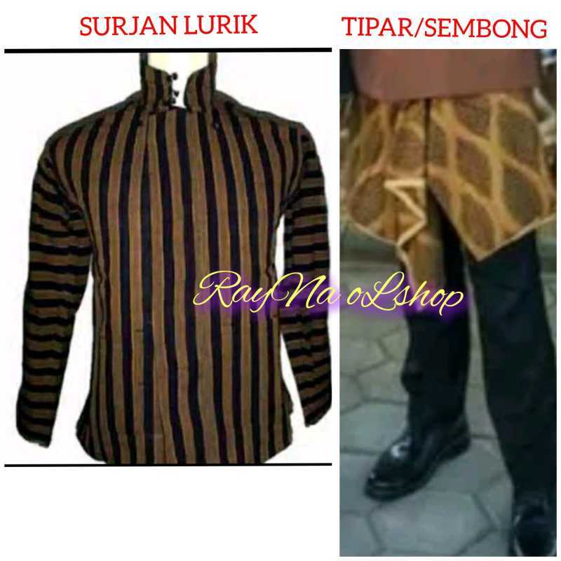 Promo 1 Set Setelan Baju Surjan Lurik Pria + Sembong/tipar/rok Setengah, Pakaian Tenun Modern ...