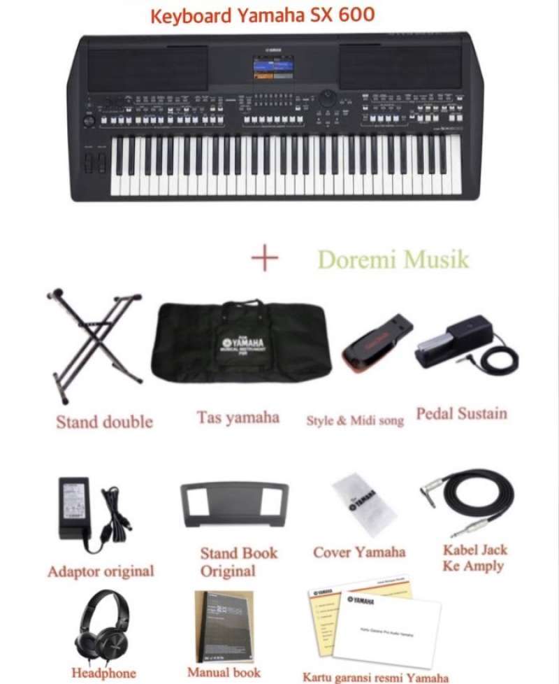 Promo Paket Keyboard Yamaha Psr Sx 600 Diskon 23% Di Seller Guaza Store ...