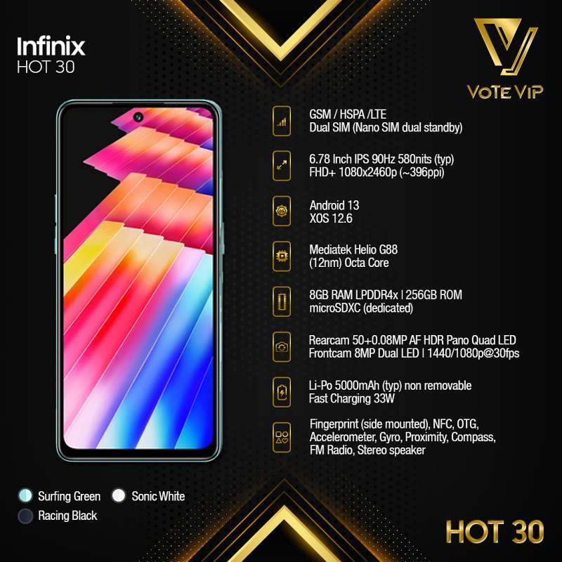 Jual Infinix Hot 30 8/256 Ram 8gb Internal 256gb Garansi Resmi - White ...