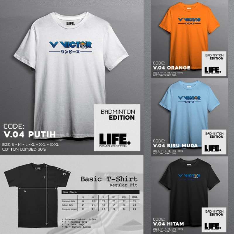 Promo Kaos Victor X One Piece Bulutangkis Badminton Katun Combed Dtf ...
