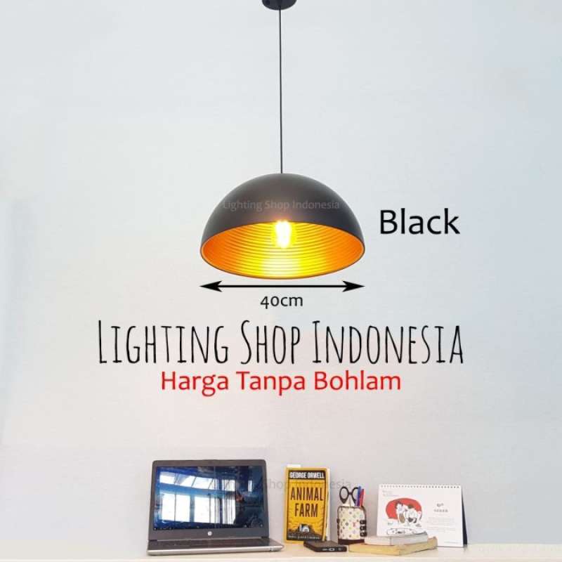 Promo Lampu Gantung Kap Industrial Minimalis Gold Hitam Cafe Medium 40cm Diskon 23% Di Seller Pt ...