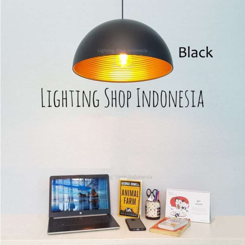 Promo Lampu Gantung Kap Industrial Minimalis Gold Hitam Cafe Medium 40cm Diskon 23% Di Seller Pt ...