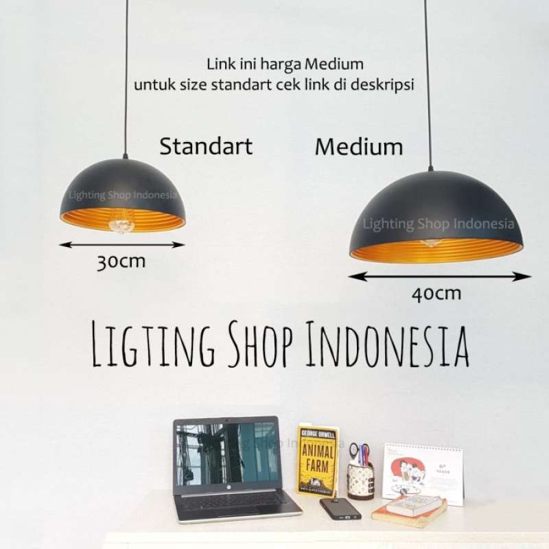 Promo Lampu Gantung Kap Industrial Minimalis Gold Hitam Cafe Medium 40cm Diskon 23% Di Seller Pt ...