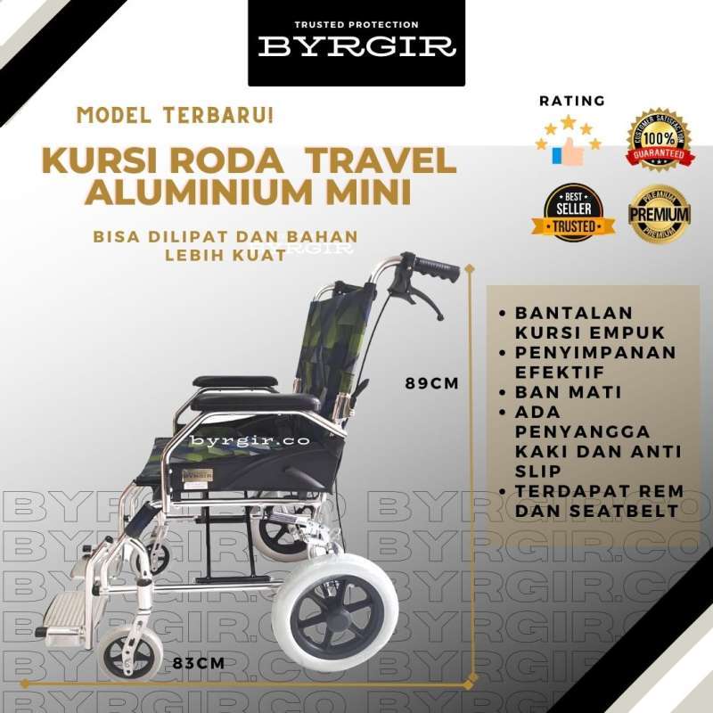Jual Byrgir Kursi Roda Lipat Travel Foldable Wheelchair Ban Mati Ukuran ...