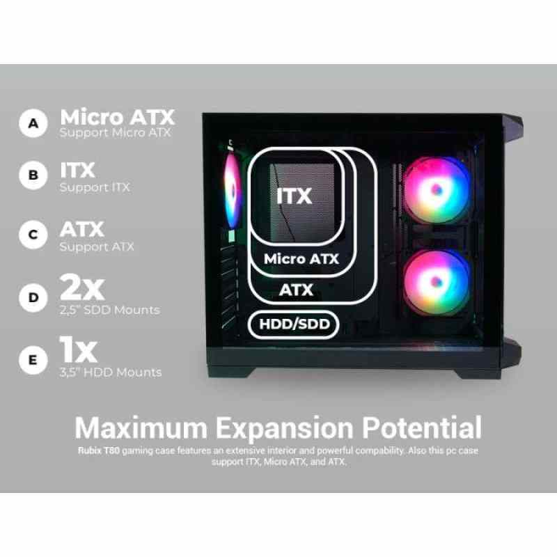 Jual Nyk Nemesis Casing Gaming T80 Rubix With Fan Case Di Seller Multi ...