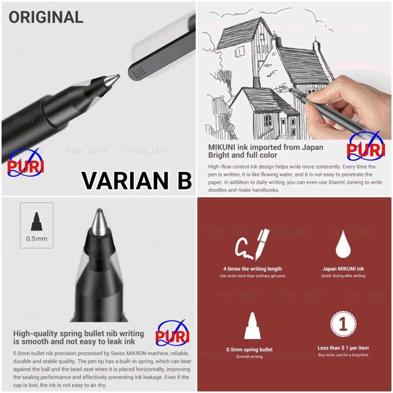 Jual Premium Mikuni Gel Ink Pen Pulpen Original Ballpoint Mi Xiaomi di ...
