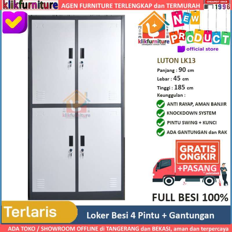 Promo Loker Besi Lemari Locker Pakaian 4 Pintu + Gantungan Baju LK13 ...