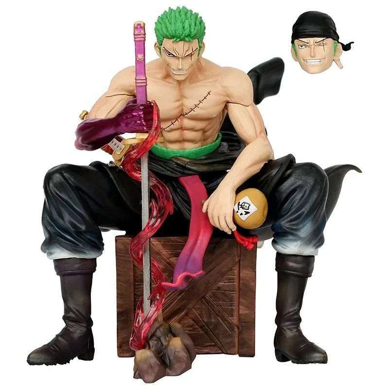 Jual One Piece Roronoa Zoro Sitting Pose Changeable Head Statue Figure ...