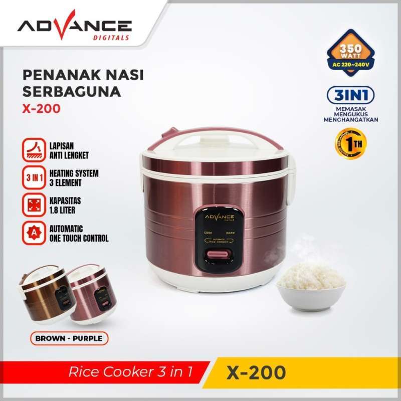 Promo Rice Cooker 3IN1 Advance X200 Penanak Nasi Serbaguna Kapasitas 1 ...