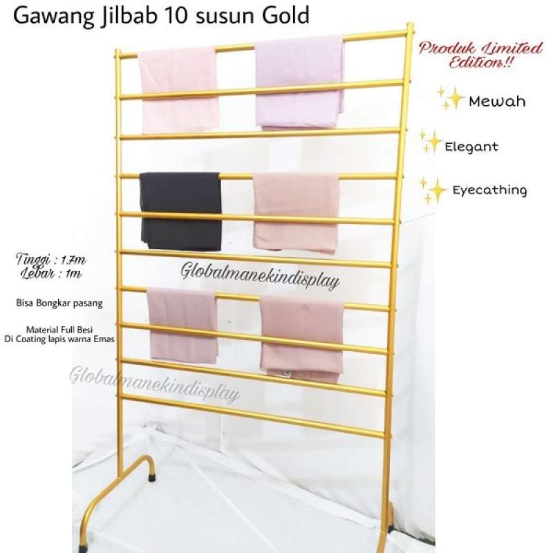 Promo Rak Hijab Besi / Rak Kerudung Besi - Warna Gold Ekslusif Diskon ...