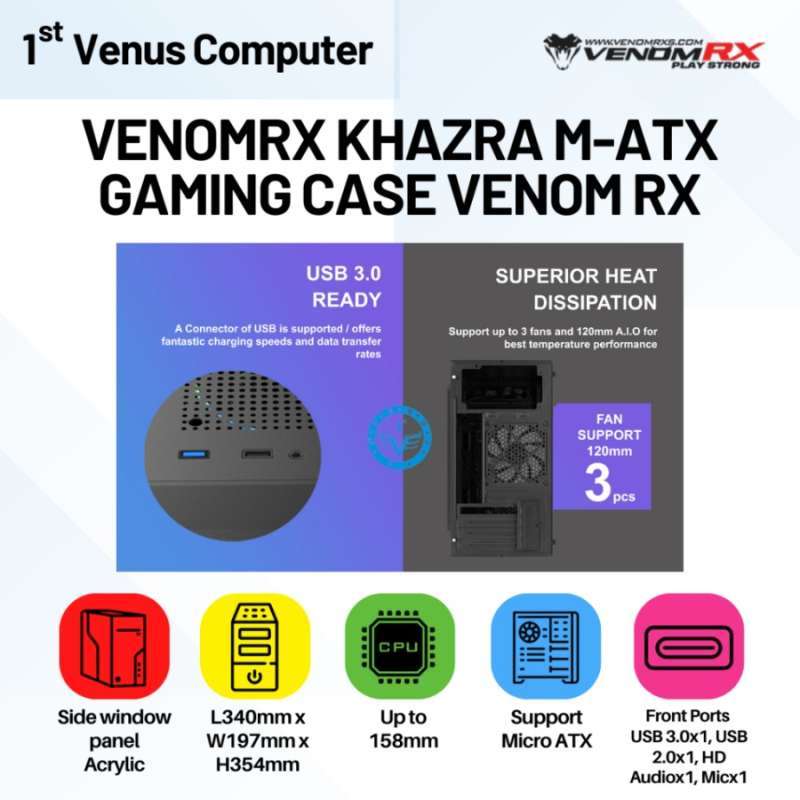 Jual Casing Venomrx Khazra M-atx Gaming Case Venom Rx Di Seller Venus ...