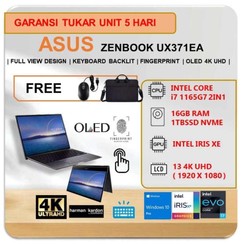 Jual New Laptop Asus Zenbook Flip S Ux371ea Oled 4k Uhd I7 1165g7 ...