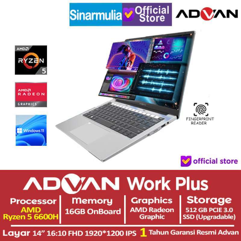 Promo Advan Work Plus Ryzen 5 6600h 512gb Ssd 16gb Ips Win11 Diskon 12% ...