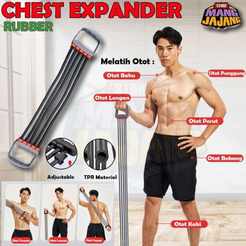 Promo CHEST EXPANDER RUBBER ALAT LATIHAN OTOT DADA FITNESS GYM SPRING ...