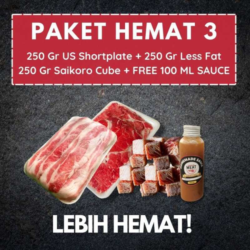 Jual Paket Hemat 3: Us Beef Slice + Less Fat Slice + Saikoro + Free ...