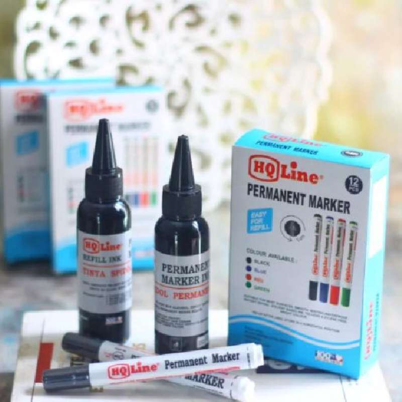 Jual Refil / Isi Tinta Spidol Permanen Hq Line 100 Ml Di Seller Goshen ...