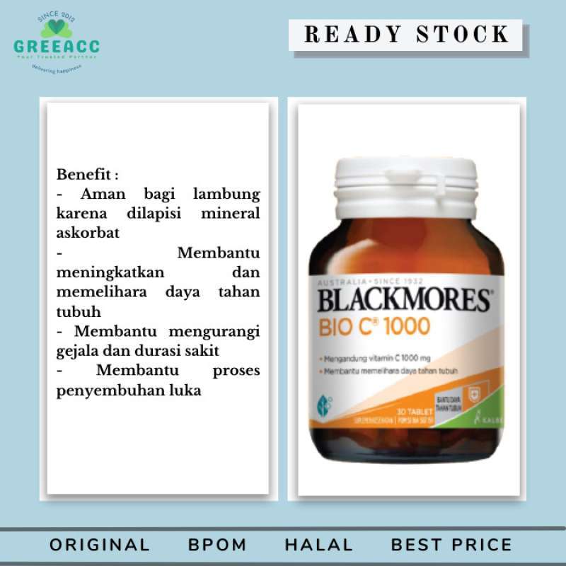 Promo Blackmores Bio C 1000mg Vitamin C 30 Tablet Bioc Kalbe Bpom 1000 ...